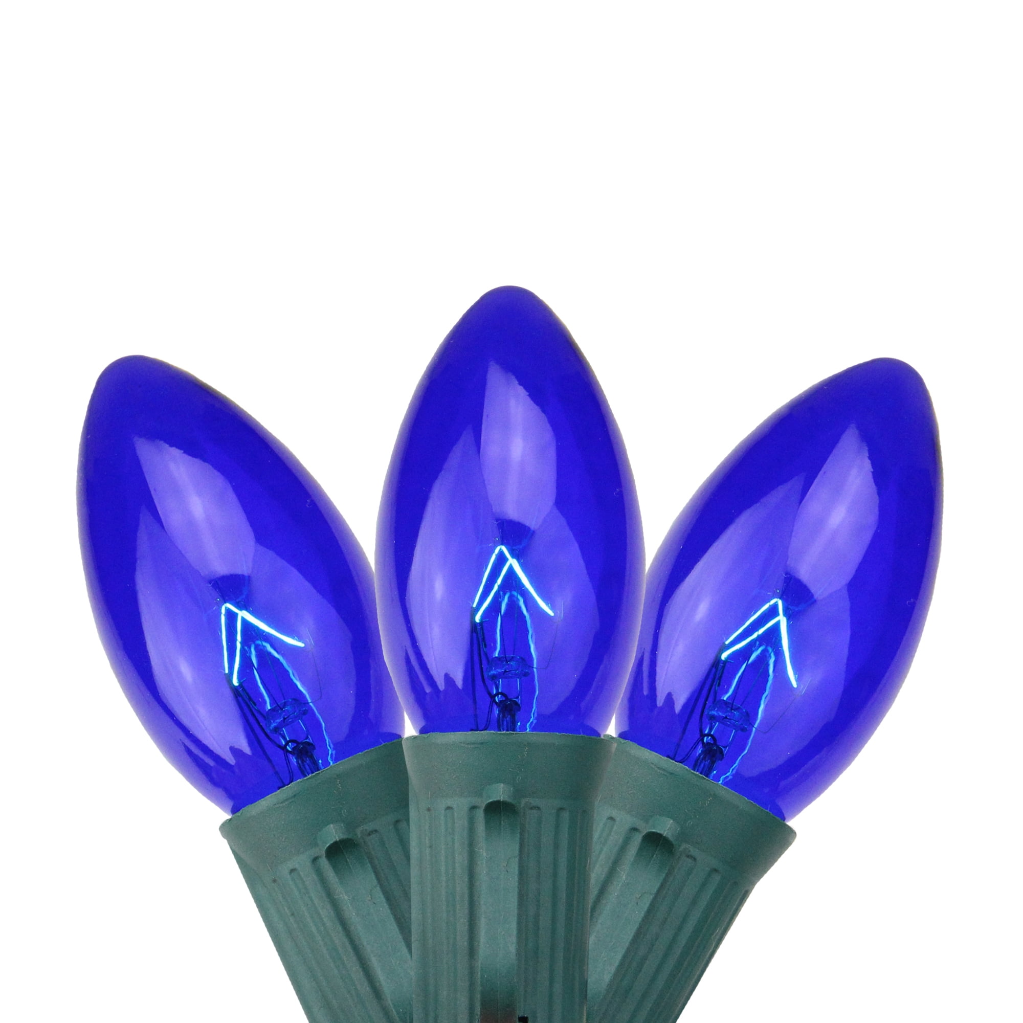 Northlight 25ct C9 Transparent String Lights Blue - 24' Green Wire ...