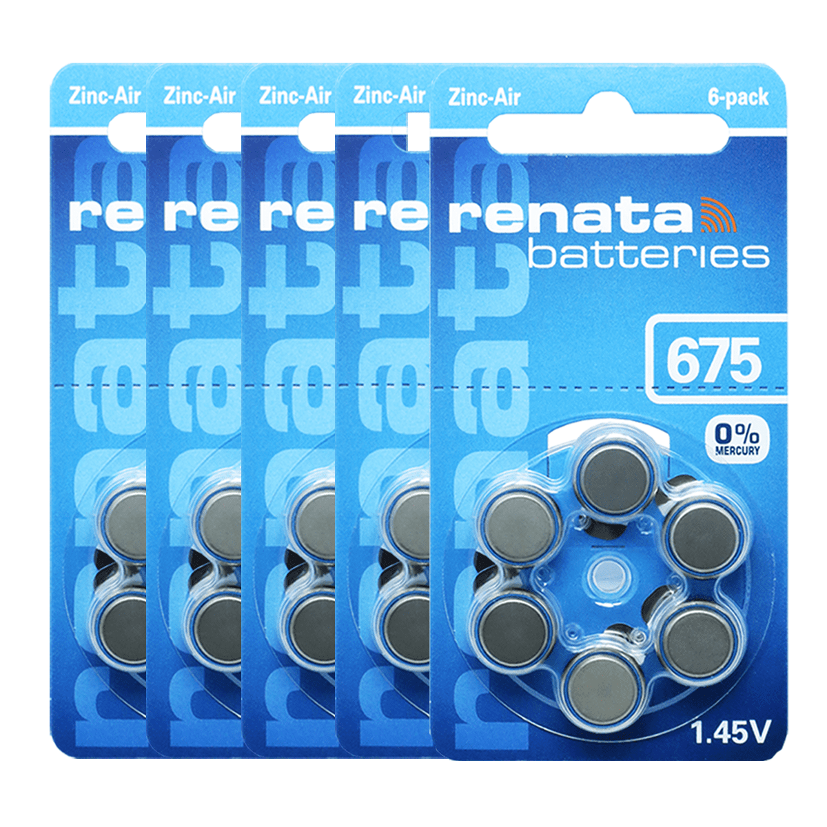 Renata Size 675 Zinc Air 1.45V Hearing Aid Battery (30 Pack) - Walmart.com