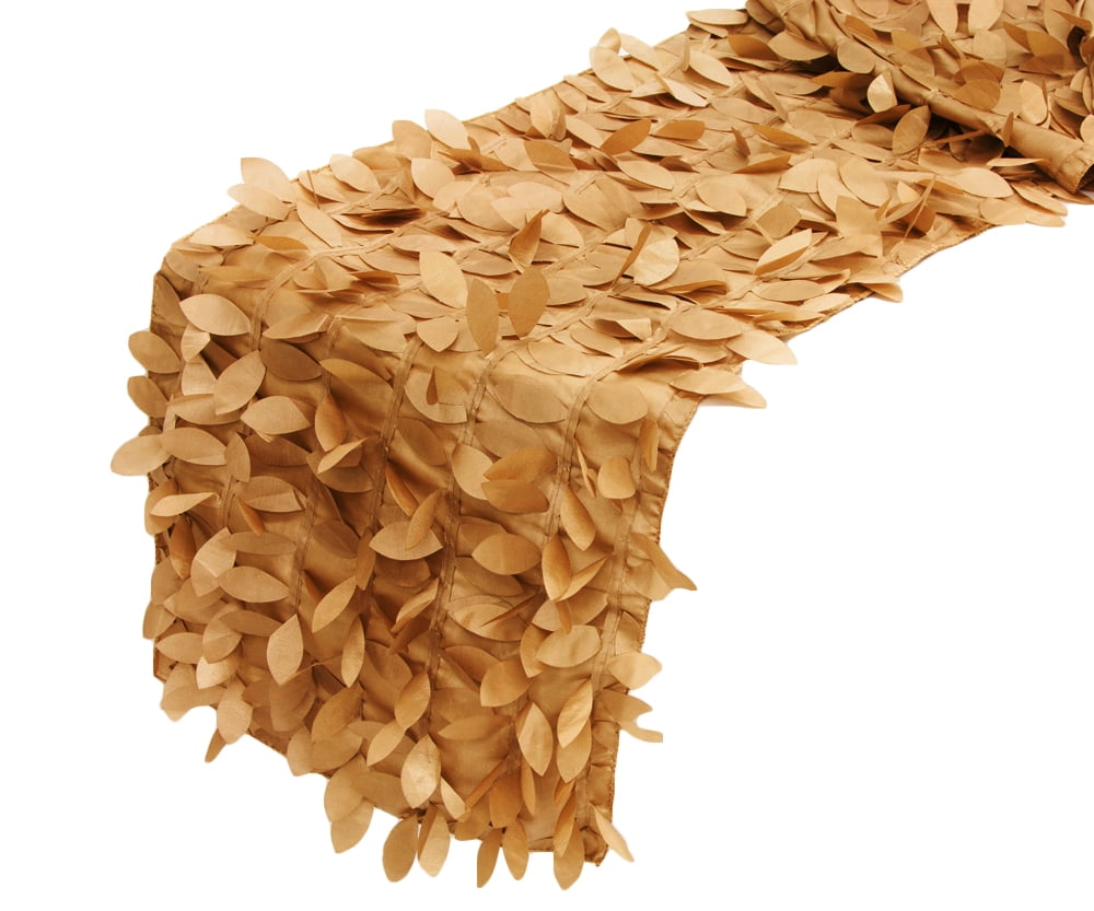 Leaf Petal Taffeta Table Runner Approx: 13"x108" - Gold - Walmart.com