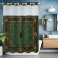 Black Spiders No Hook Shower Curtain with Snap in Liner, Vintage Green ...
