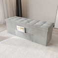 Home Design Chico 42" Tufted Upholstered Folding Storage Bench with ...