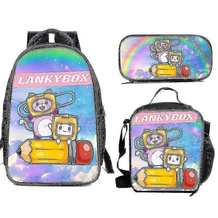 Lankybox Print School Bag Student Backpack Three Piece Backpack ...
