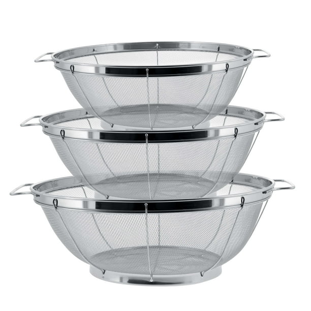 U.S. Kitchen Supply 3 Piece Colander Set-Stainless Steel Wired Mesh ...