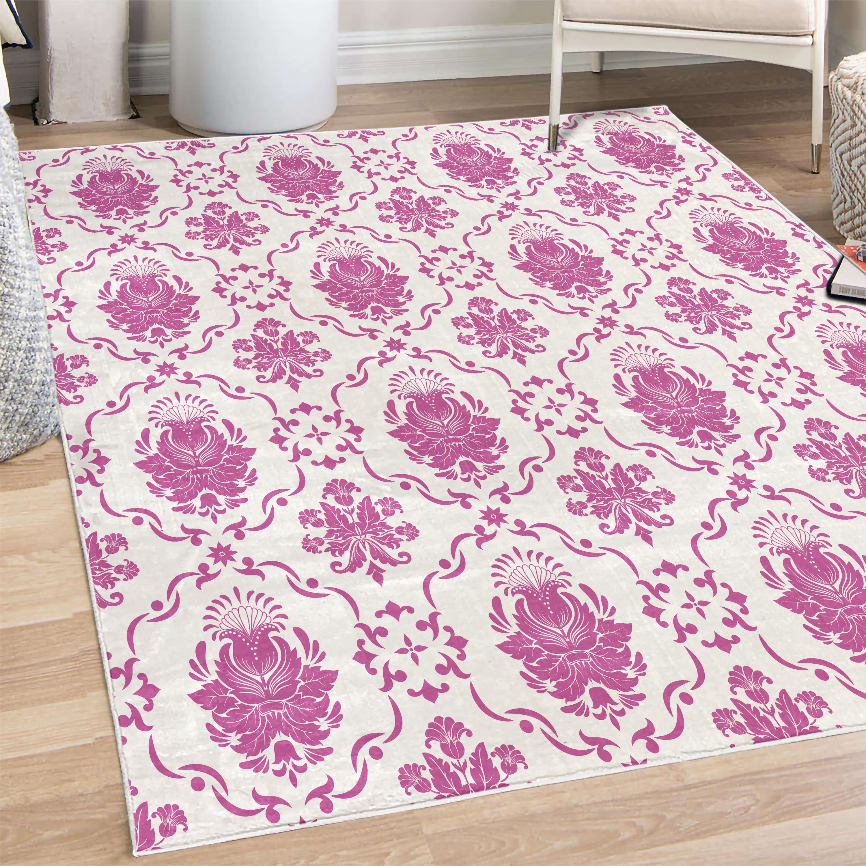 Floral Decorative Rug, Classic Victorian Floral Patterns Tulips ...