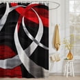 Abstract Geometric Stripes Red Black Shower Curtain Set, Waterproof ...