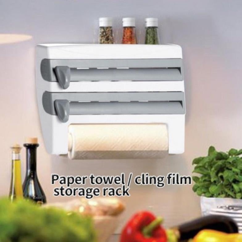 New Kitchen Foil Film Wrap Tissue Paper 4 IN 1 Kitchen Roll Holder ...
