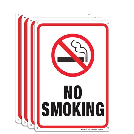 No Smoking Sign,4 Pack No Smoking Metal Reflective Signs - 10 x 7 ...