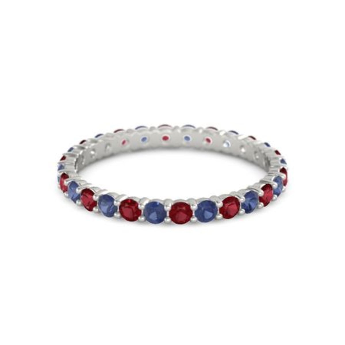 Ruby WIth Blue Sapphire Round 2.50 MM Eternity 925 Sterling Silver ...
