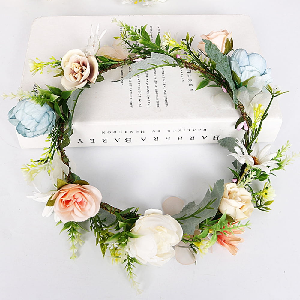 Fairy Artificial Floral Garland Crown Boho Flower Headband Hair Wreath ...