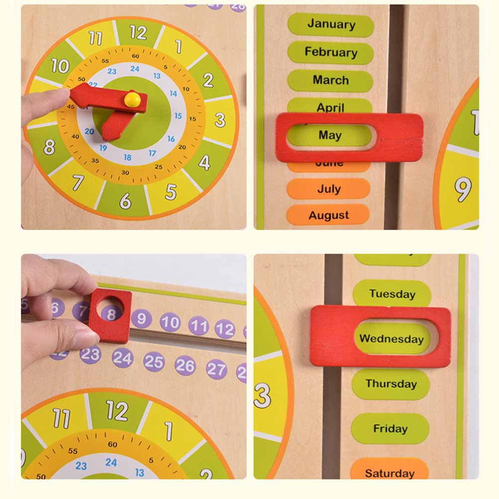 Reloj de calendario cognitivo de madera para niños, reloj de ...