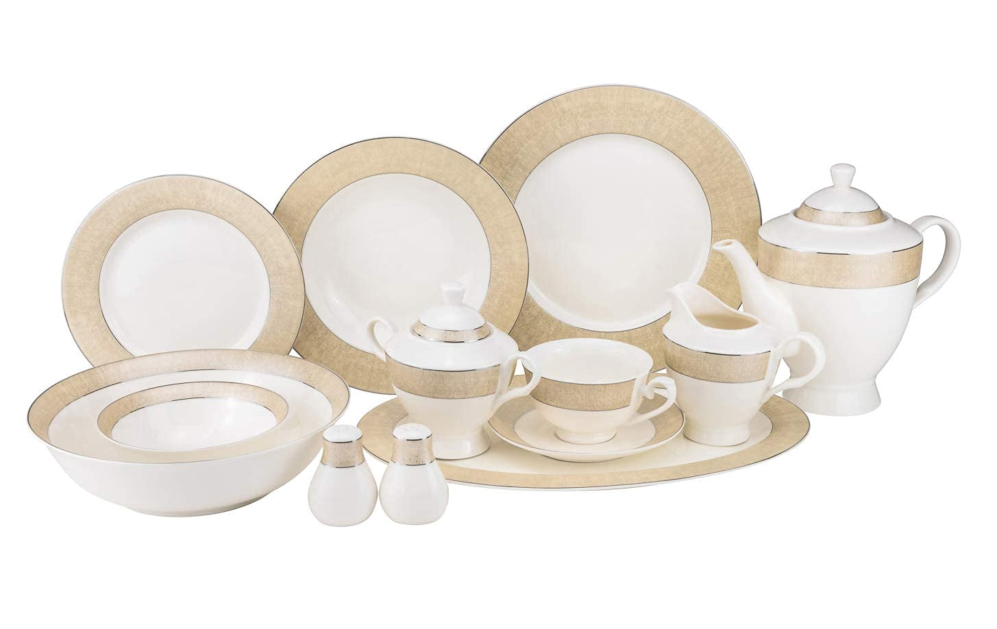 Euro Porcelain 57-pc Banquet Dinnerware Set, Luxury Tableware Dining ...