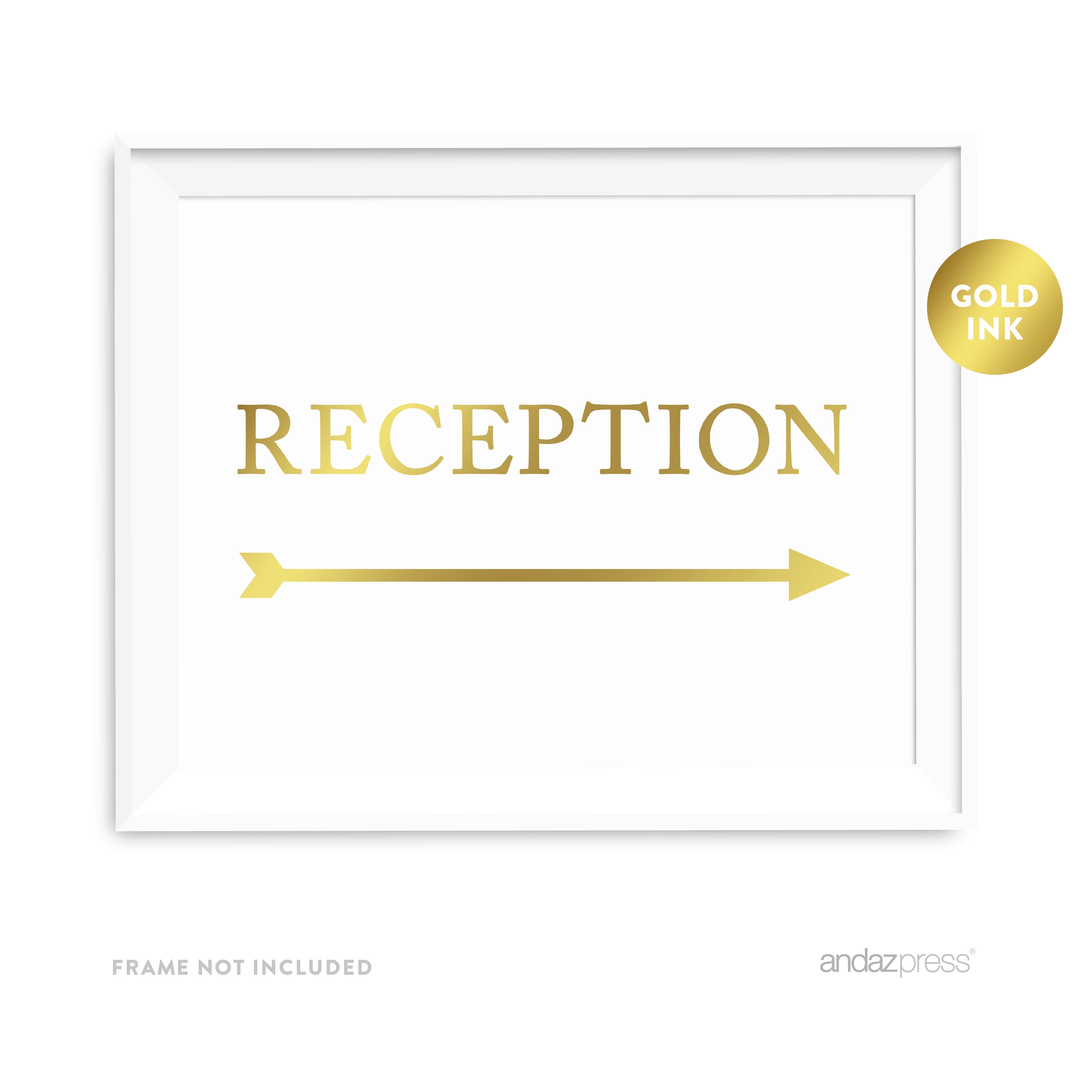 Reception Metallic Gold Wedding Party Directional Signs, Double-Sided ...