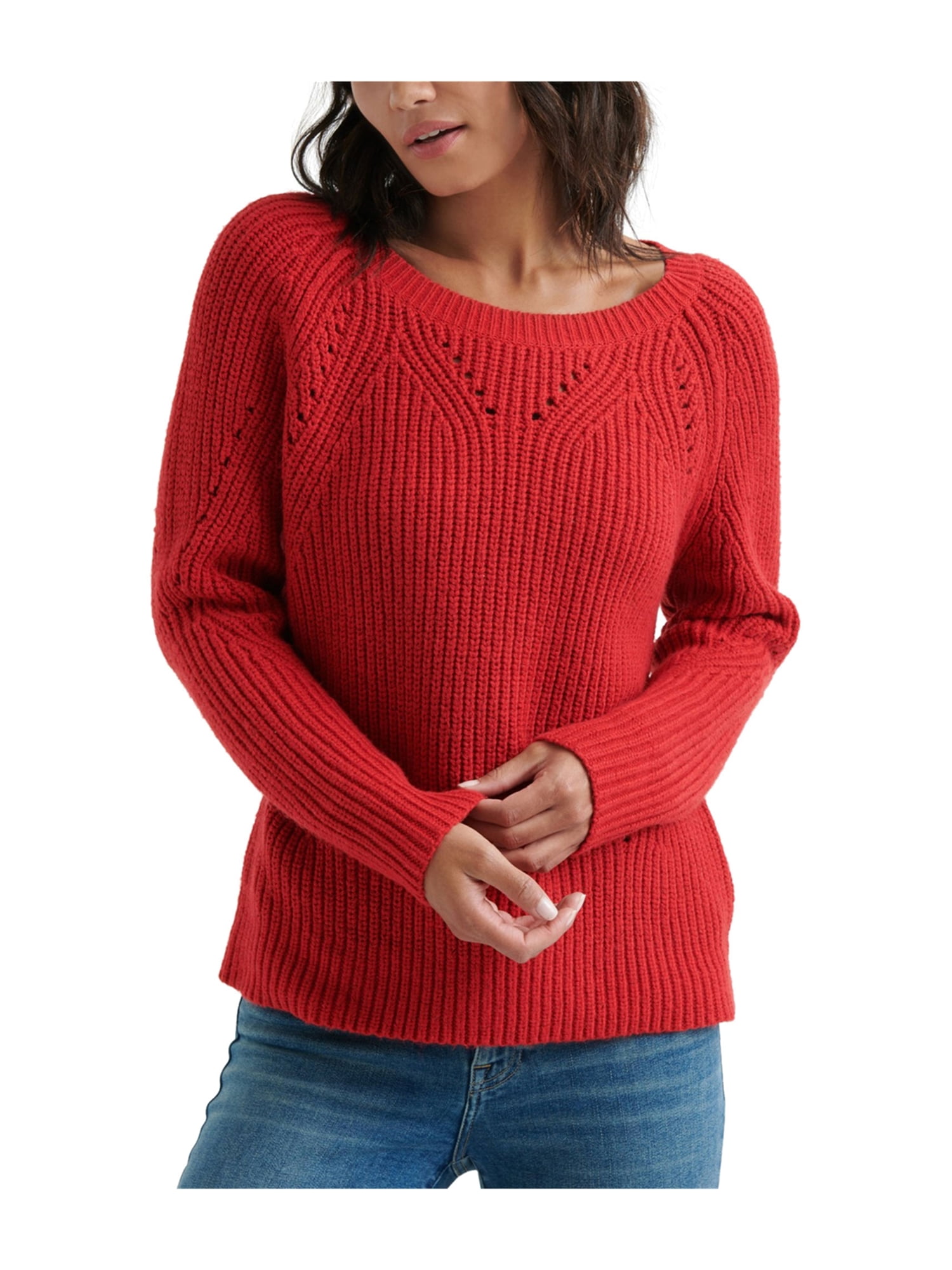 Lucky Brand Womens Pointelle Pullover Sweater red L | Walmart Canada