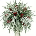 1 Bundle with 2 Stems Artificial Christmas Greenery with Red Berries ...
