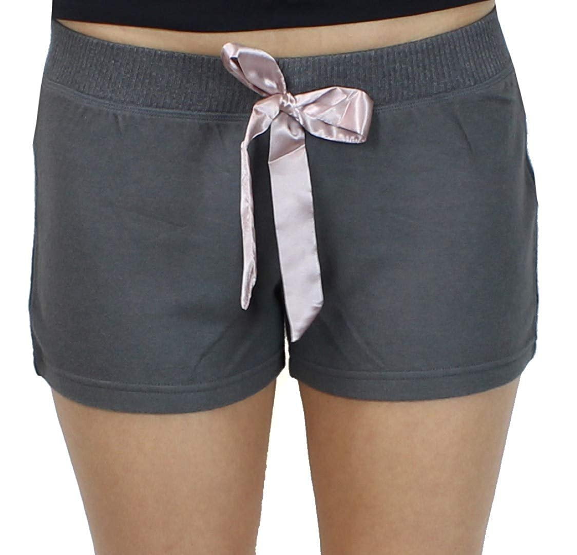 Ms Lovely Ultra Soft Women's Sleep Lounge Shorts with Satin Tie - Dark ...