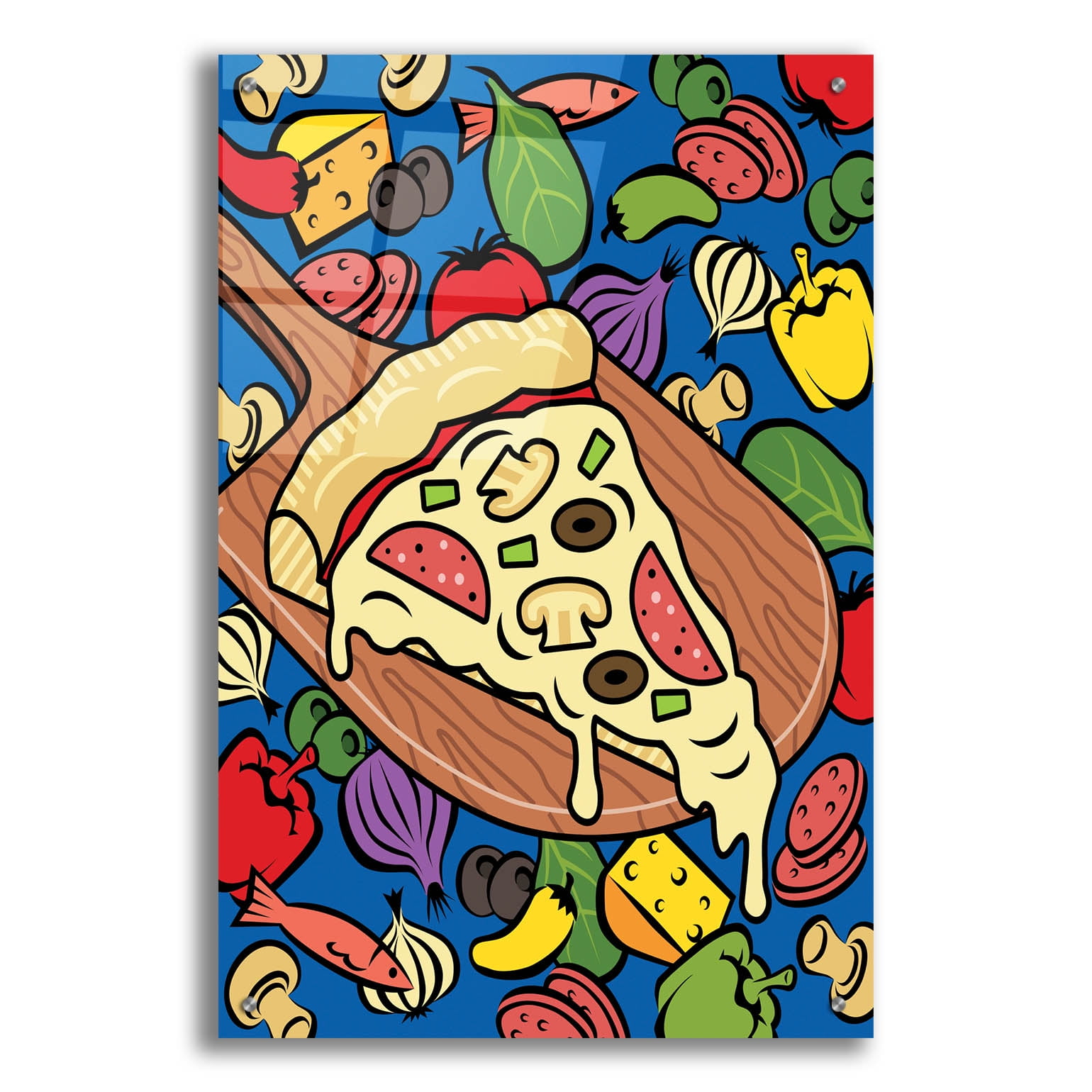 Epic Art 'Pizza Slice With Toppings' by Ron Magnes, Acrylic Glass Wall ...