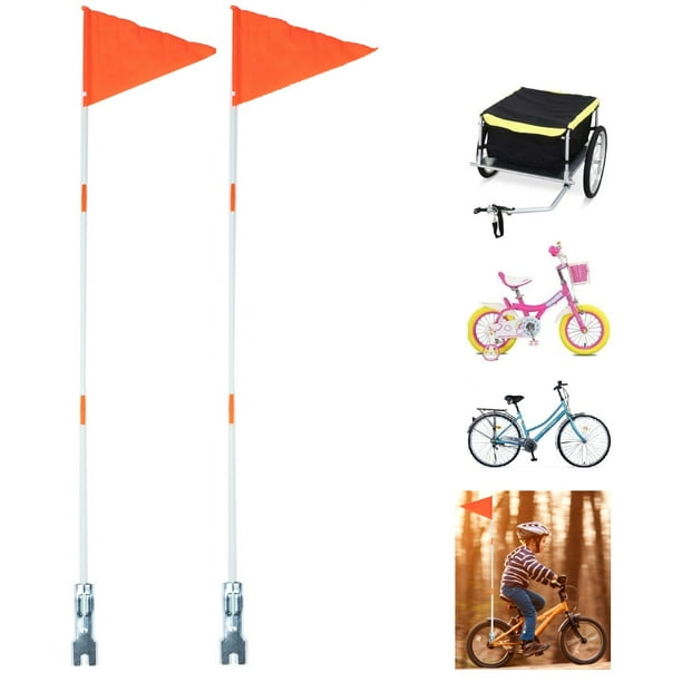 2 Pack Bike Flag 6' High Visibility Safety Flag Fiberglass Flag Pole Tear-Resistant - Walmart.com