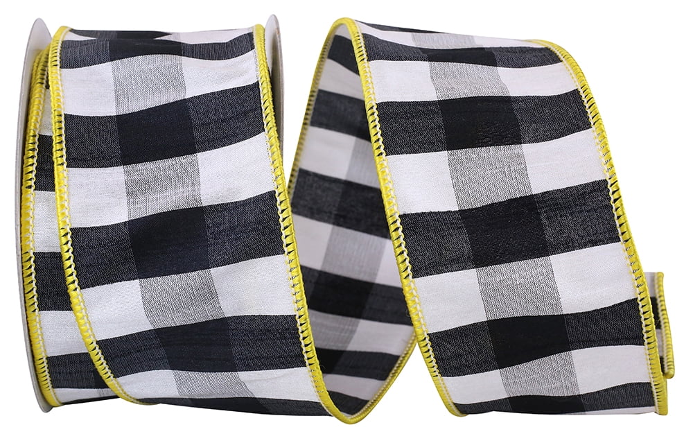 Reliant Ribbon - 92679W-779-40F, Grand Gingham Check Wired Edge Ribbon ...