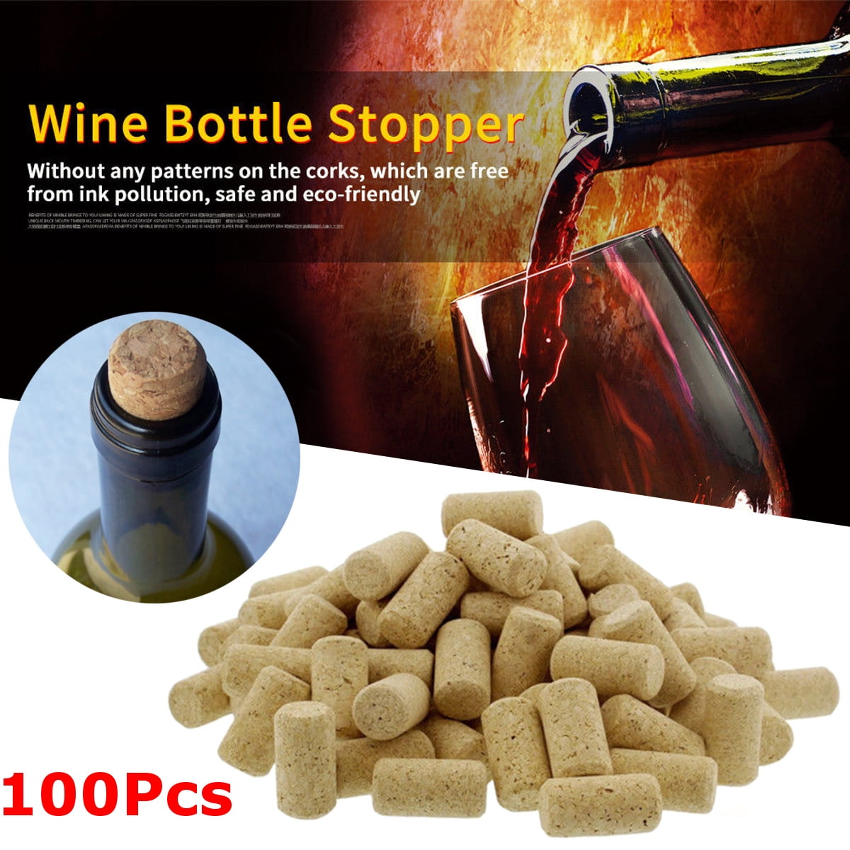 100Pcs Wooden Corks Stoppers Natural Cork Bottle Stoppers Wine Beer DIY ...