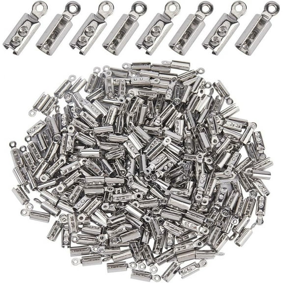 Fold Over Cord End Caps Rose Gold 4mm OD with Crimp Covers Lobster Claw ...