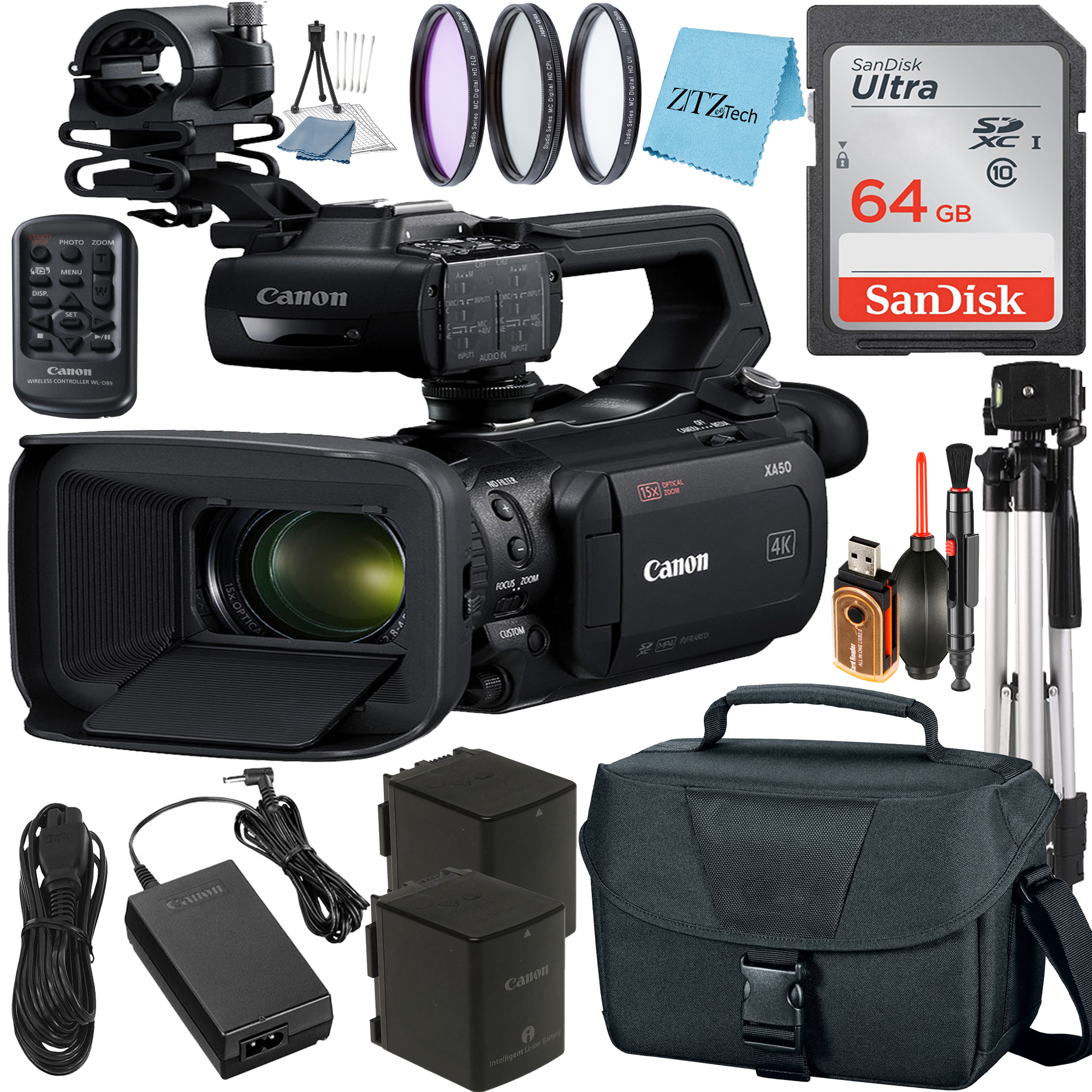 Canon XA50 UHD 4K Video Camcorder with Dual-Pixel + 64GB SanDisk Card ...