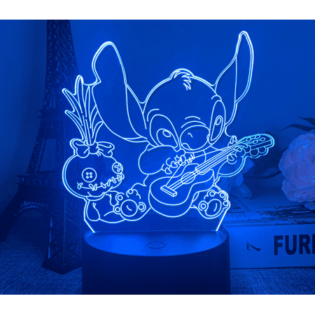3D Stitch creative gift remote control touch colorful usb desk lamp ...