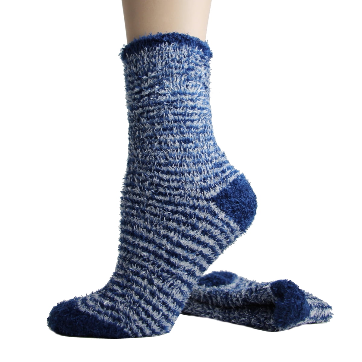 Blue & White Microfiber Fuzzy Socks - Walmart.com