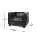 Noble House Denison Faux Leather Club Chair, Midnight Black and Dark ...