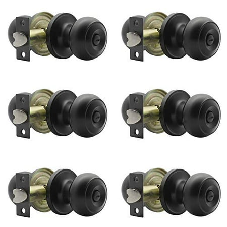Probrico (6 Pack) Round Privacy Door Knob(Thumb Turn Lock on The Inside ...