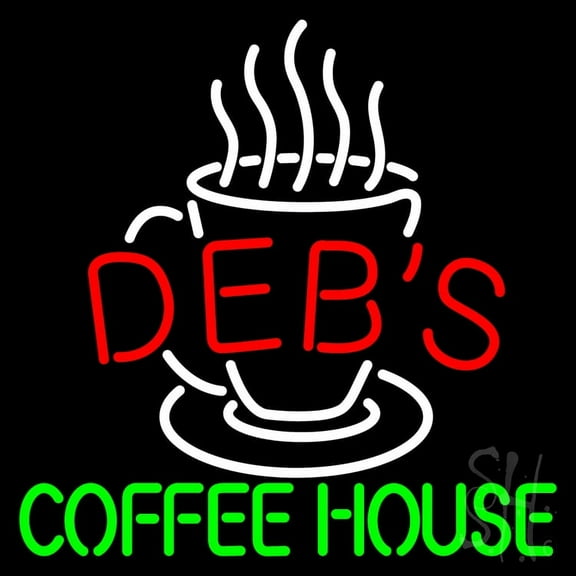 Red Coffee Mug LED Neon Sign 13 x 32 - inches, Black Square Cut Acrylic ...