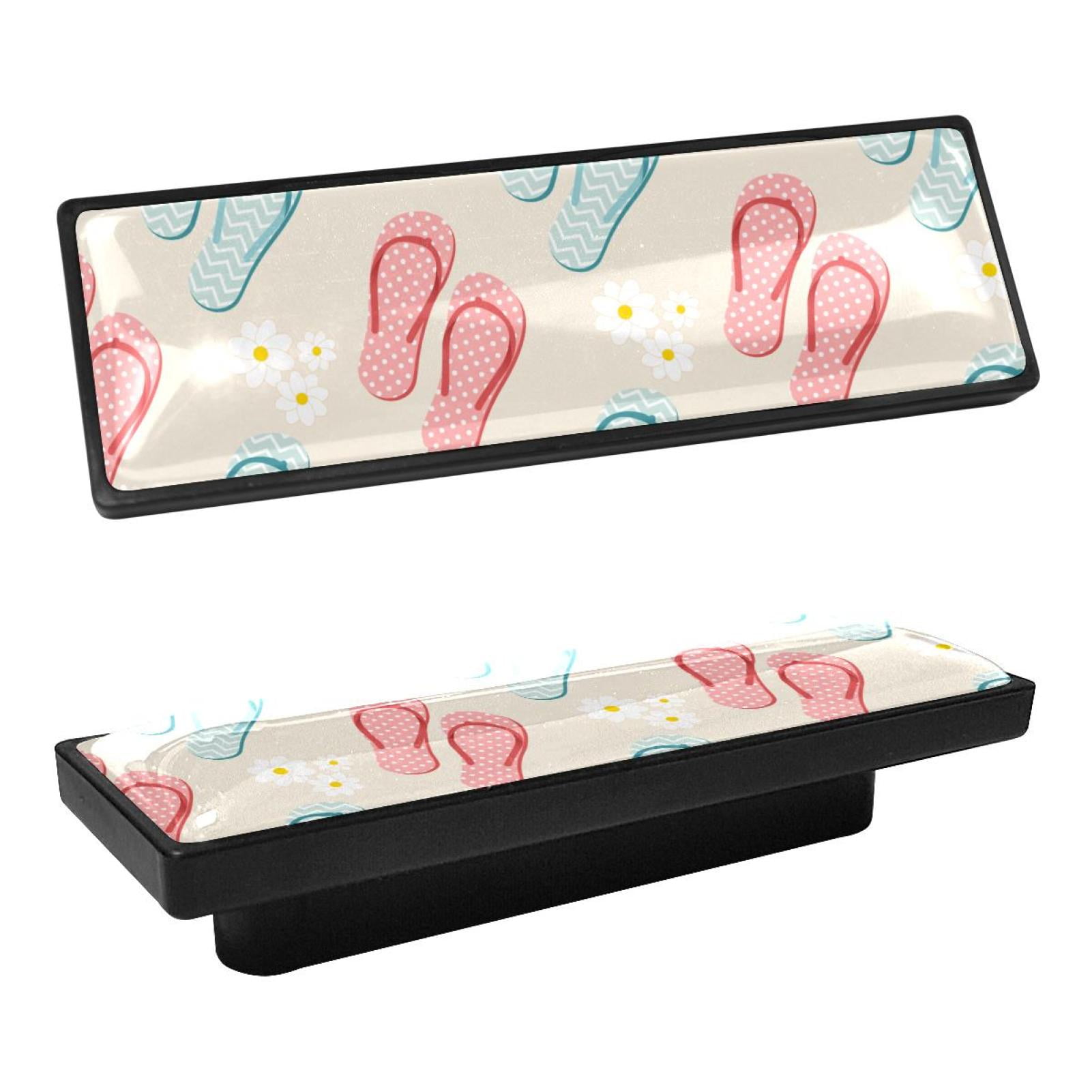 4 Pcs Rectangle Cabinet Handle Cupboard Knob Drawer Pulls Handle Pink Blue Flip Flops Drawer ...