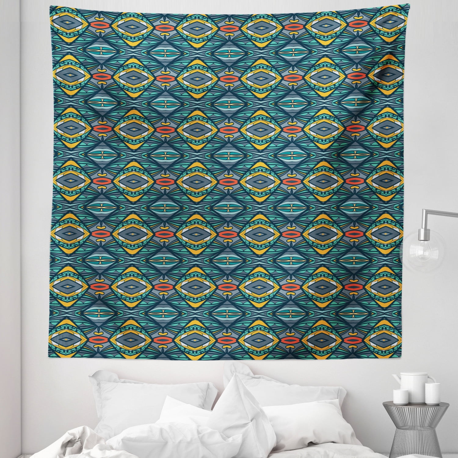 Abstract Tapestry, Diamond Shapes with Effect and Folkloric Ornaments ...