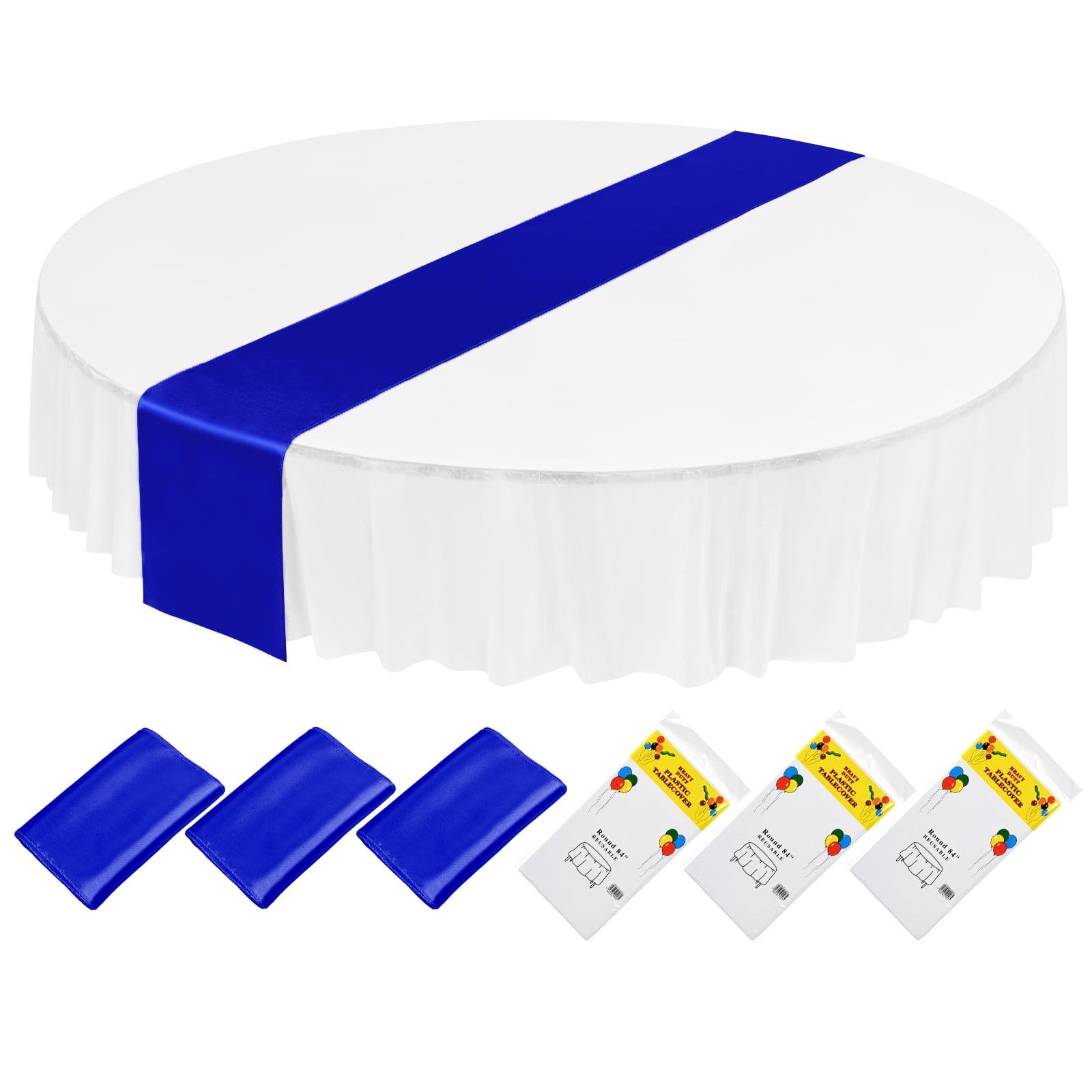 Pesonlook 3 Pack 6Ft Spandex Table Skirt Fitted White Stretch ...