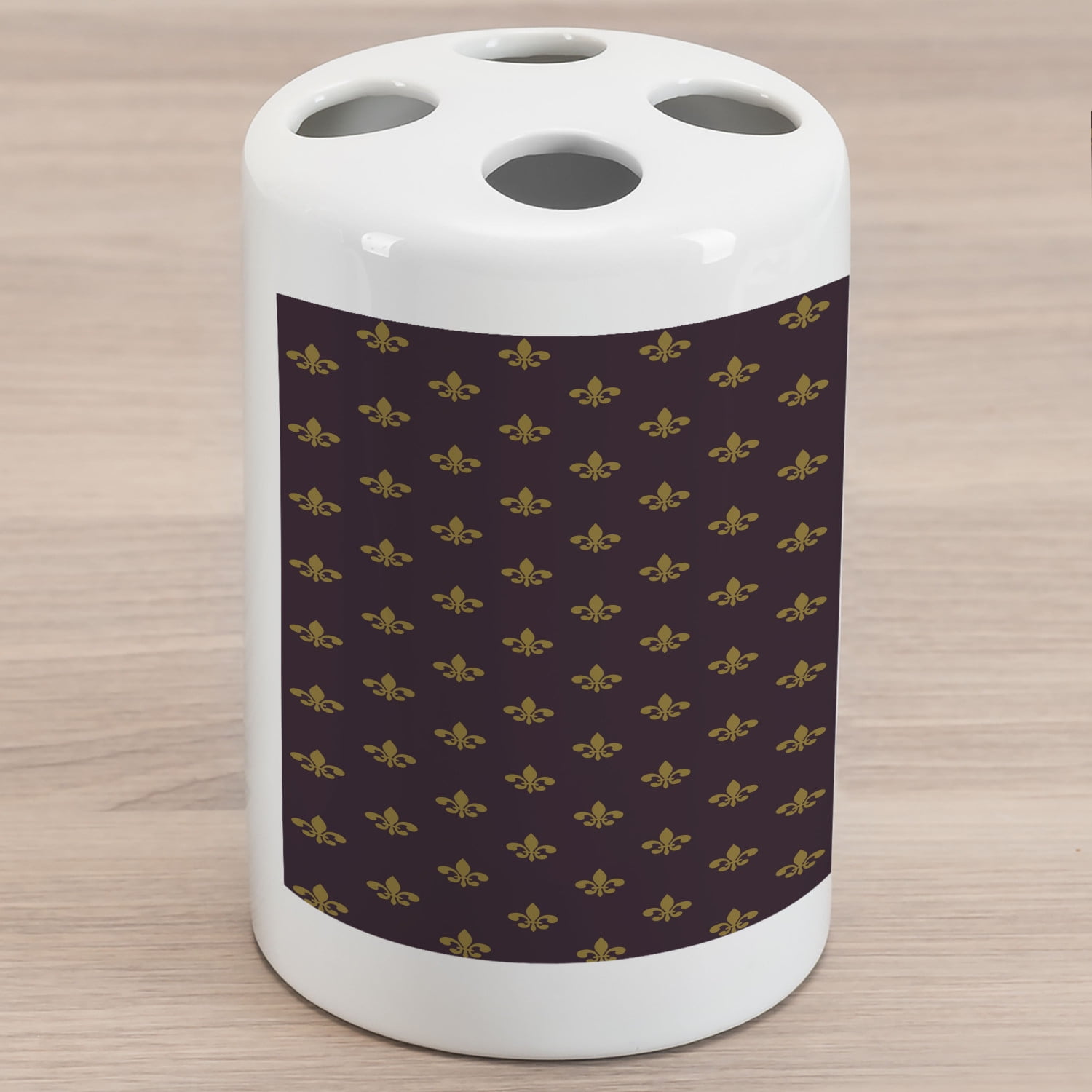 Fleur De Lis Ceramic Toothbrush Holder, French Pattern European Culture ...