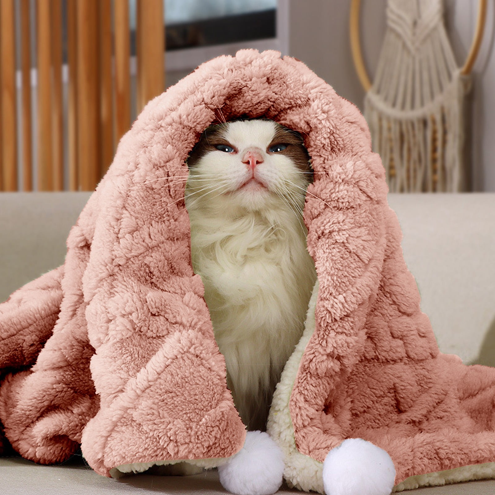 Click here for Ppgejgek Double Sided Warm Wool Blend Pet Blanket... prices