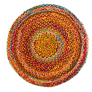 Nearly Natural 4' x 4' Hand Braided Boho Colorful Chindi Round Rug ...
