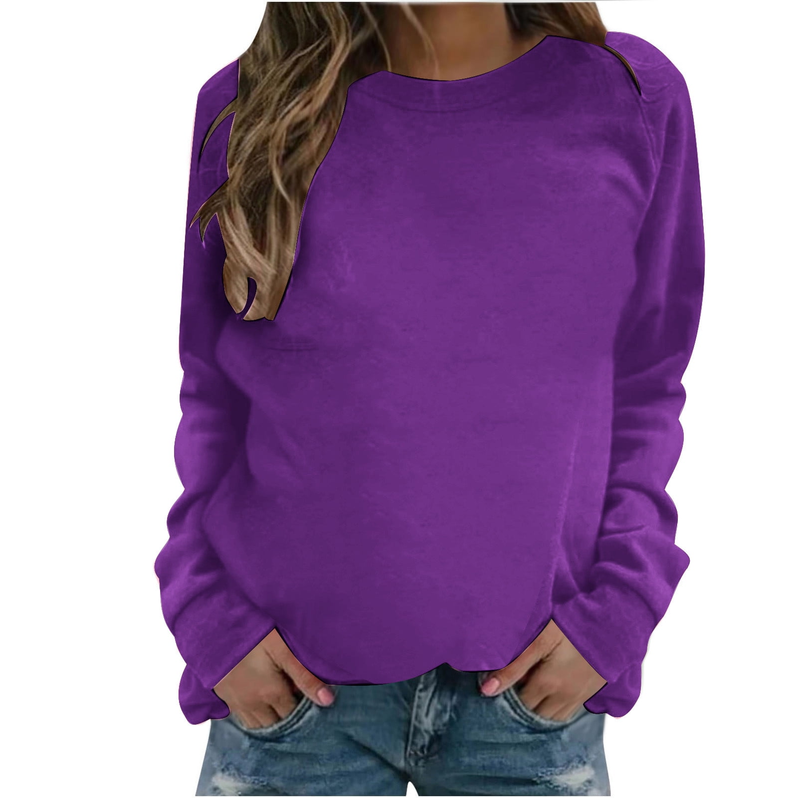 Click here for Yuyuzo Womens Crew Neck Solid Sweatshirts Tops Lon... prices