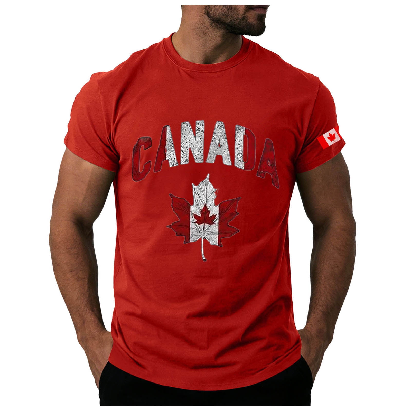 Click here for Ramiter Canadian Flag Graphic Tee For Men Comforta... prices