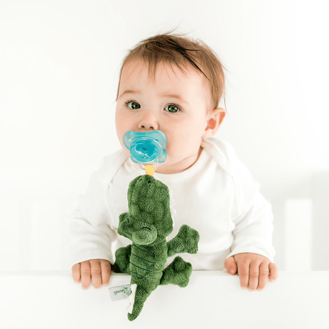 Queebi PaciBuddy Crocodile Pacifier Holder - Plush Toy Includes ...