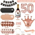 50th Birthday Decorations for Women, Rose Gold Balloons Set with ...