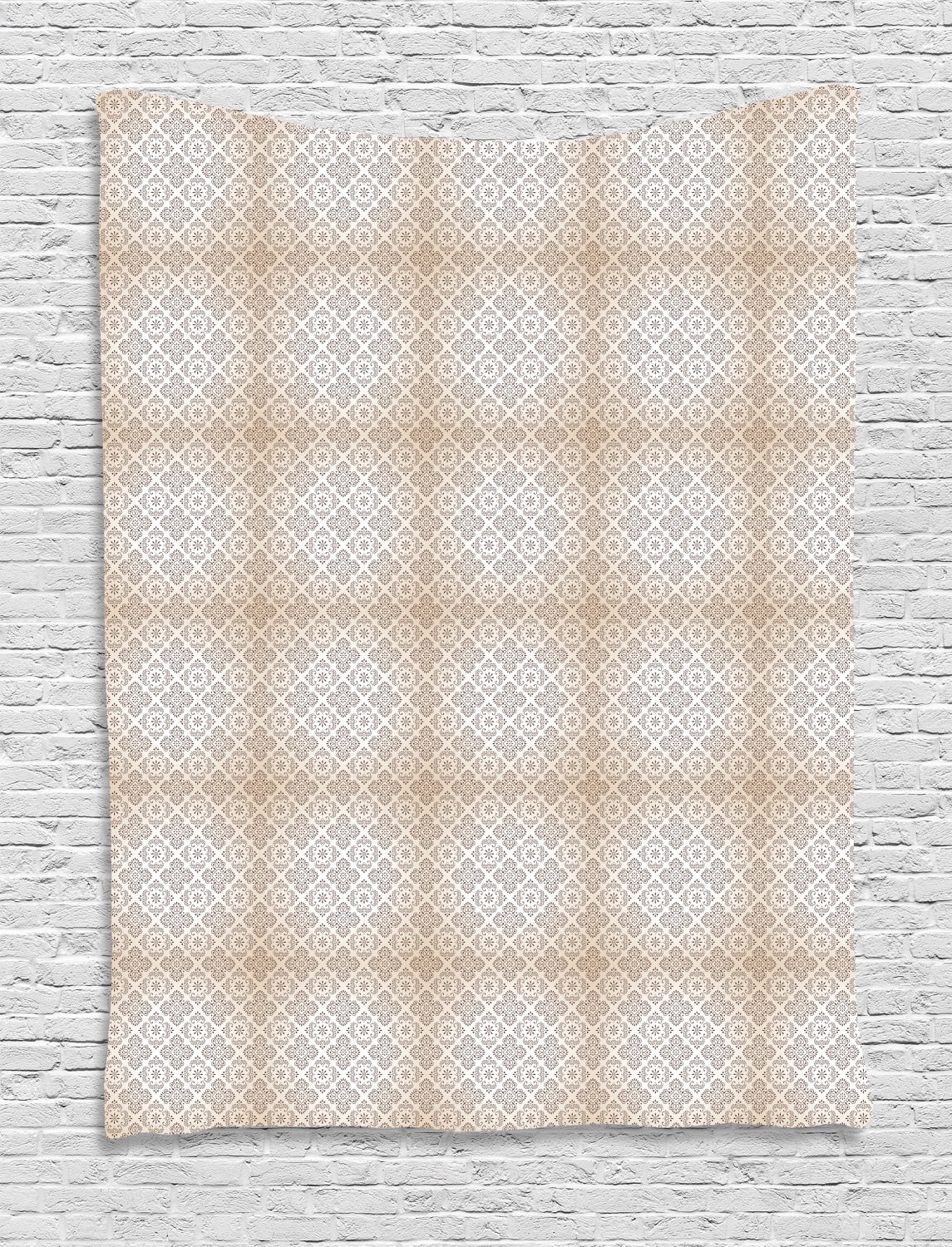 Beige and Brown Tapestry, Classical Rococo Pattern with Abstract and ...