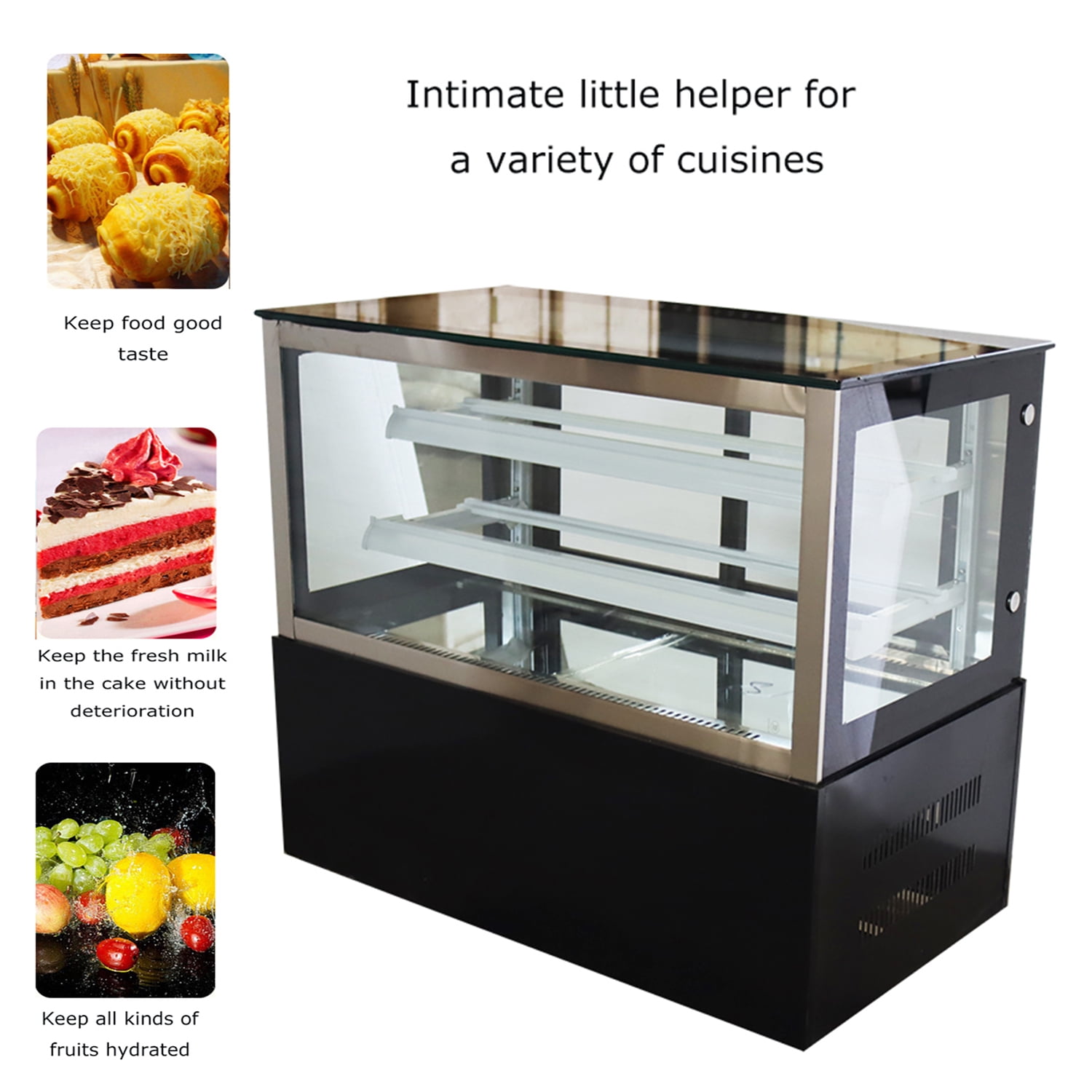 TECHTONGDA 35" Refrigerated Cake Showcase Countertop Right Angle Bakery ...