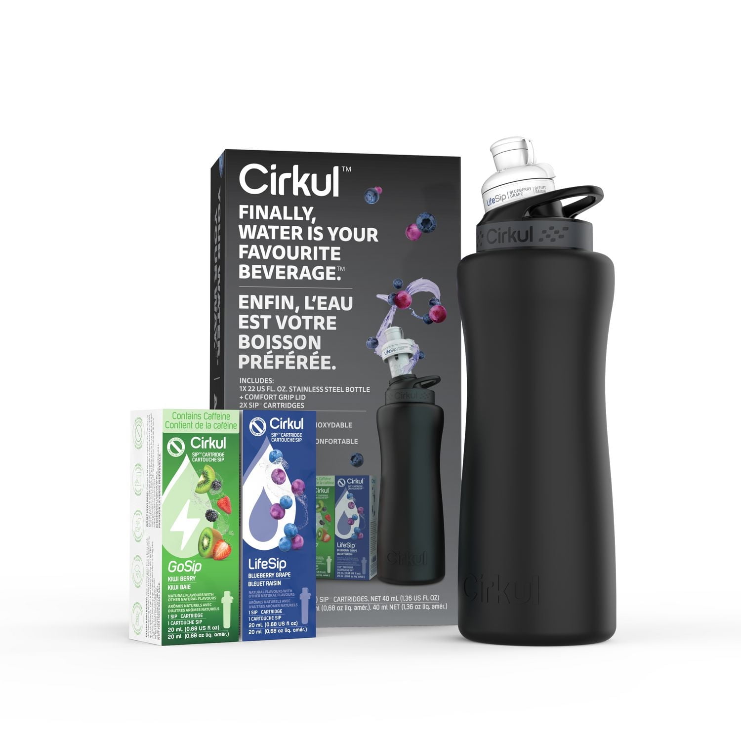 Cirkul 32oz Matte Black Stainless Steel Starter Kit with Matte Black ...