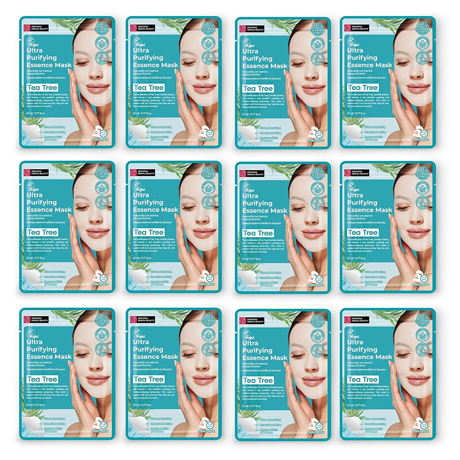 Original Derma Beauty 12 Pack Ultra Purifying Tea Tree Essecne Mask ...
