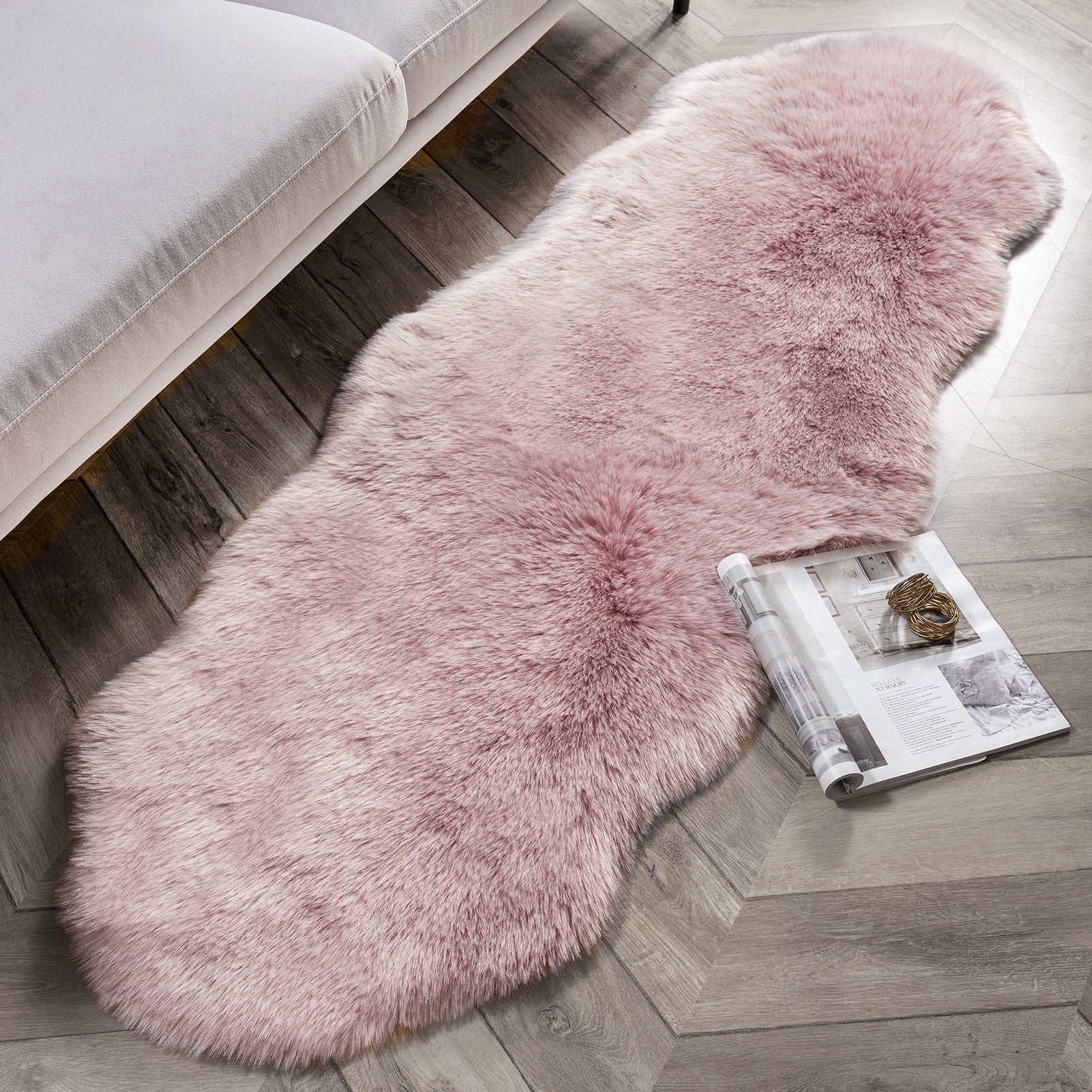 Phantoscope Ultra Soft Faux Fox Fur Series Decorative Indoor Area Rug 2 ...