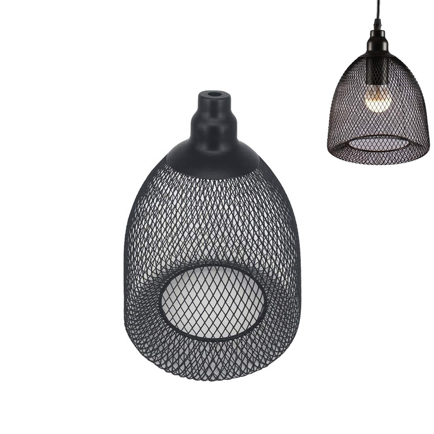 FSLiving Industrial Vintage Black Metal Bulb Guard Iron Mesh Fixture ...