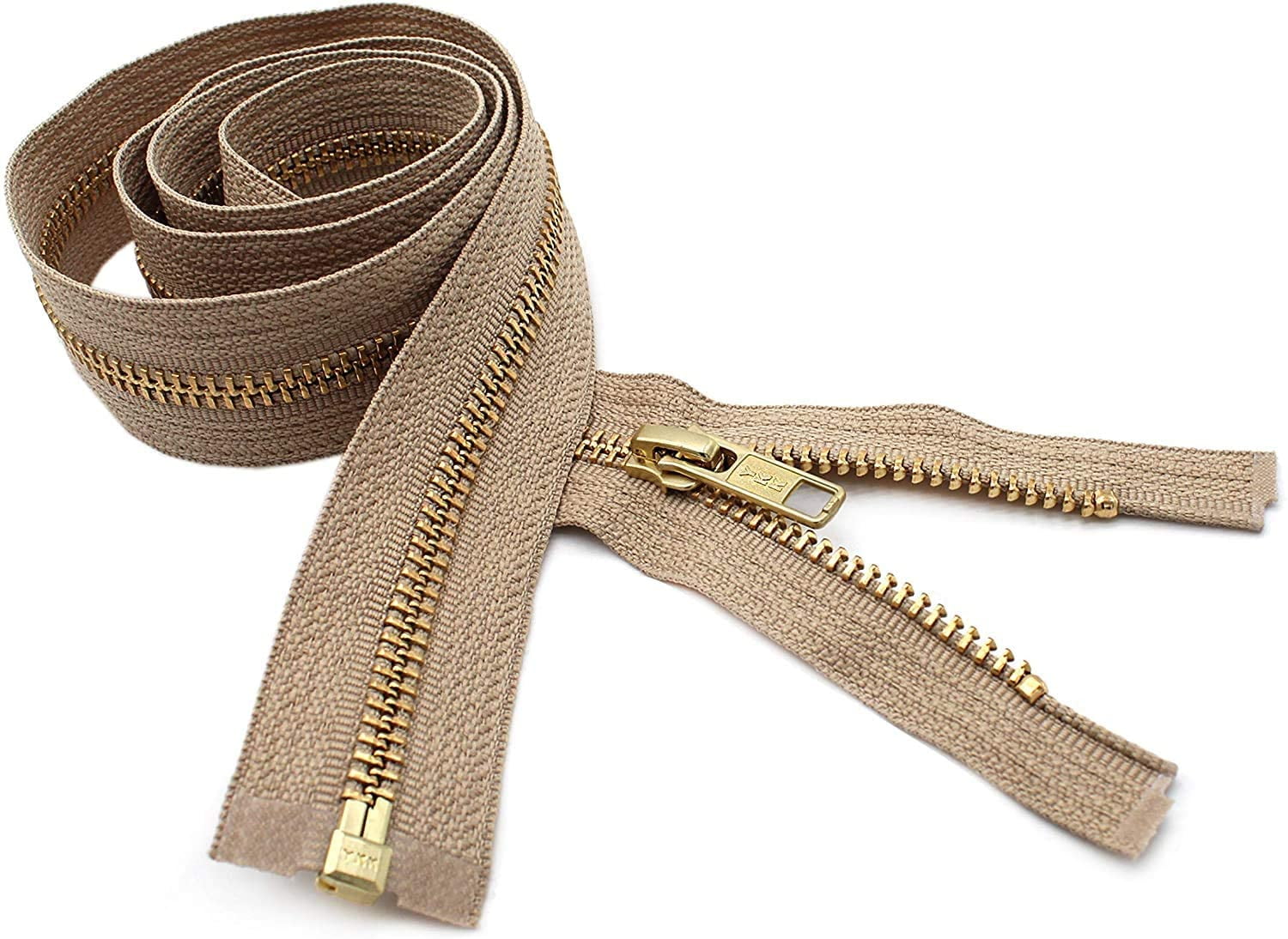 #5 Brass Medium Weight Beige Metal Separating YKK Jacket Zipper ...