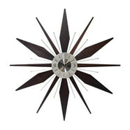 Infinity Instruments Analog Round Natural Mid-Century Wall Clock ...