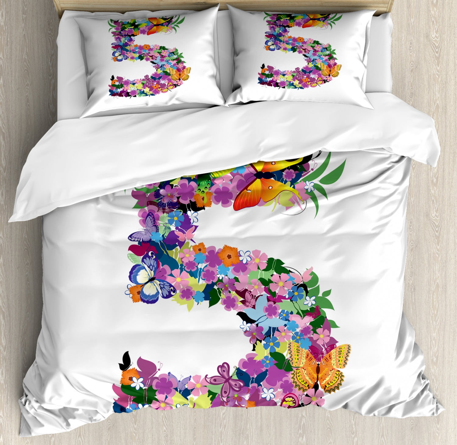 Number Queen Size Duvet Cover Set, Floral Spring Five Years Anniversary ...