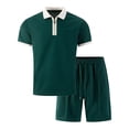 Bovxnpu Men's Clothing Set 2 Piece Outfits Men Short Sleeve Zip Button ...